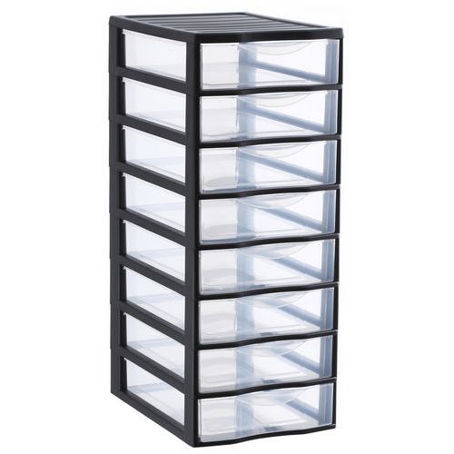 Torre de almacenamiento de plástico A4 Orgamix 8 cajones - Negro ...