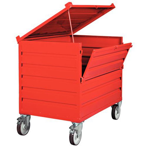 Caja palé plegable apilable - Pared maciza - Con tapa y pared abatible ...