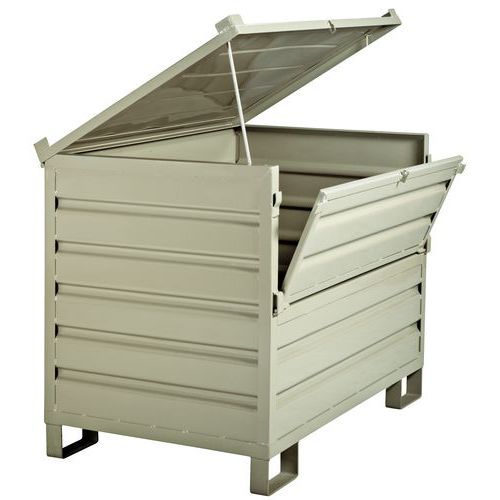 Caja palé plegable apilable - Pared maciza - Con tapa y pared abatible ...