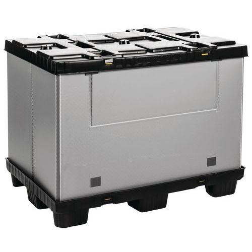 Caja-palet plegable Mega Pack - Con panel lateral abatible - Manutan.es