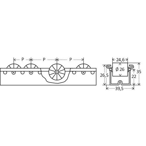 Riel de rodillos de plástico para carga ligera - Longitud 2000 mm ...