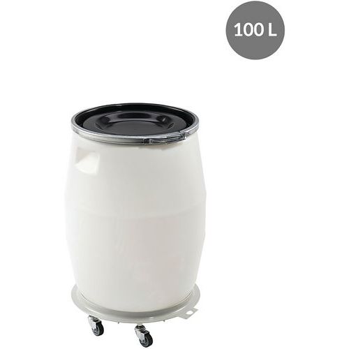 Bidón de 100 L de apertura completa con asas integradas - Blanco ...