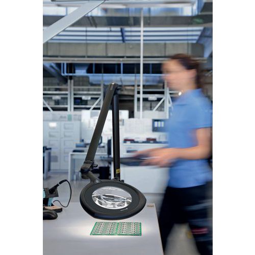 Lámpara con lupa LED circular ESD - Modelo TEVISIO - Waldmann - Manutan.es